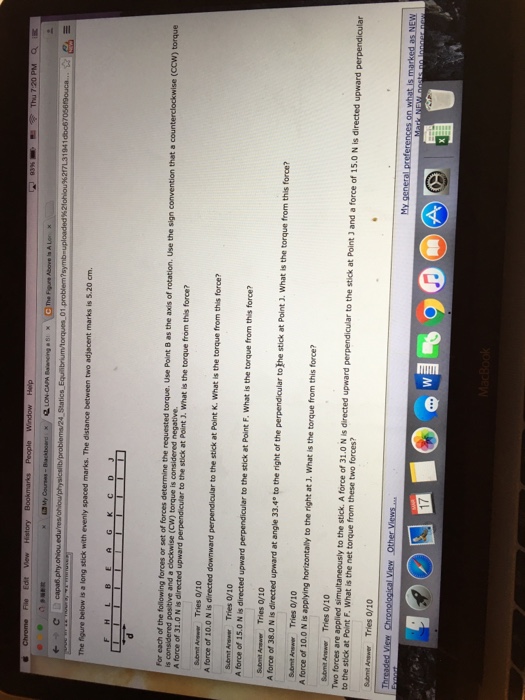Solved The figure below is a long stick with evenly spaced | Chegg.com