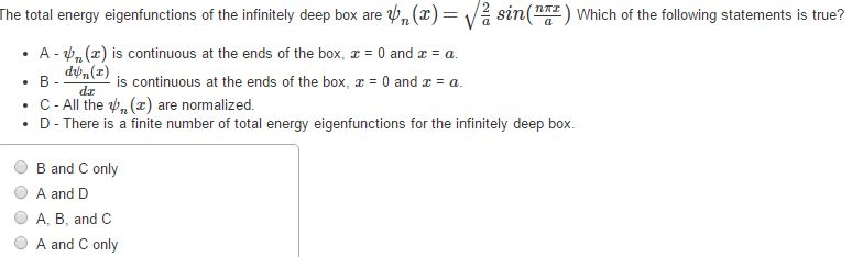 Solved The total energy eigenfunctions of the infinitely | Chegg.com