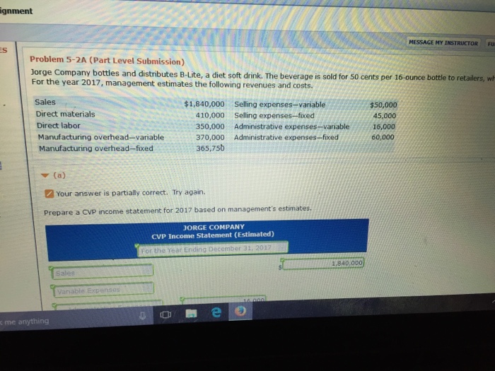 Solved gnment MESSAGE MY INSTRUCTOR FU Problem 5-2A (Part | Chegg.com