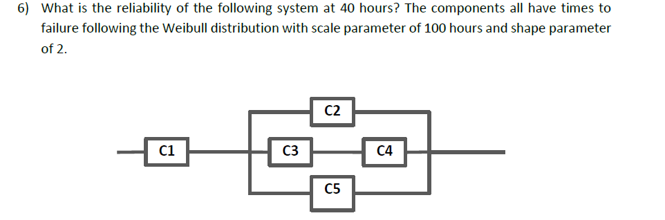 Solved 6) What is the reliability of the following system at | Chegg.com