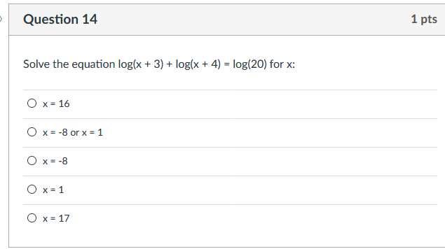 Solved Solve the equation log(x + 3) + log(x + 4) = log(20) | Chegg.com