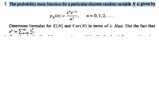 Solved The probability mass function for a particular | Chegg.com