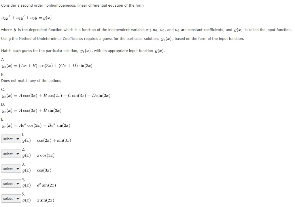 Solved Consider a second order nonhomogeneous, linear | Chegg.com