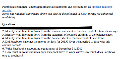 Solved What information is provided in Facebook's basic | Chegg.com