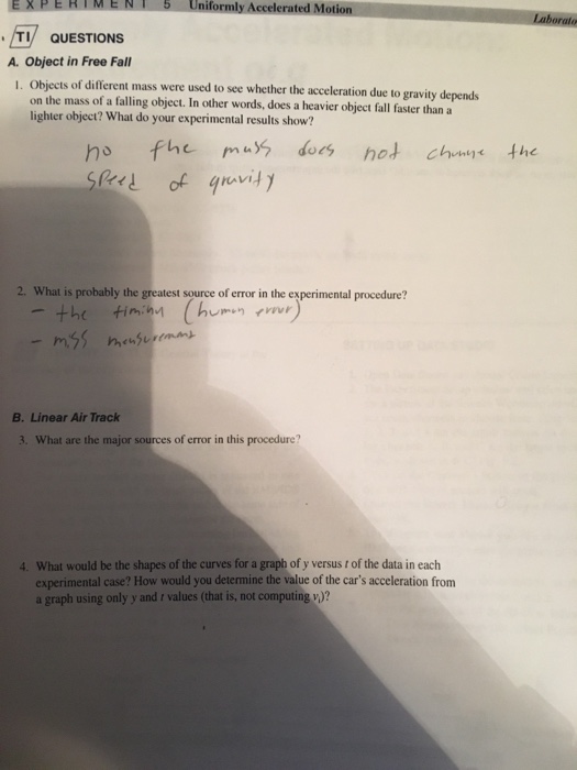 Solved EXPERIMENTSUniformly Uniformly Acelerated Motion | Chegg.com