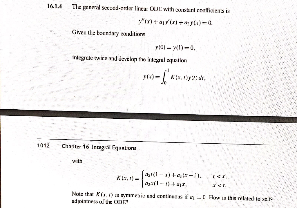 Solved The general second-order linear ODE with constant | Chegg.com