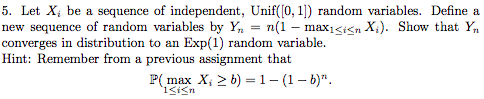 Solved 5. L Unif 0,1]) random variables. Define a new | Chegg.com