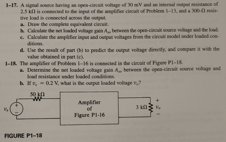 1-17. A signal source having an open-circuit voltage | Chegg.com