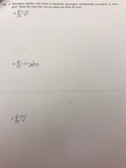 Solved Determine whether each series is absolutely | Chegg.com