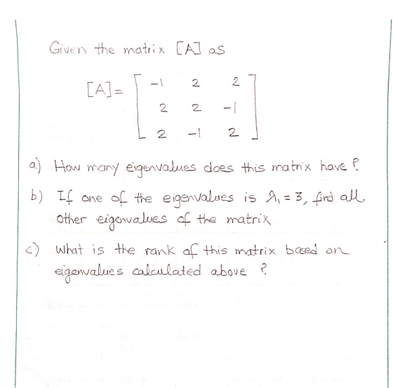 Solved Given the matix CAl as 27 [A], ?-1 2 2 2- ?2-2 a) How | Chegg.com