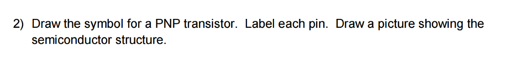 Solved Draw the symbol for a PNP transistor. Label each pin. | Chegg.com