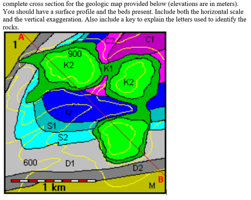 Solved complete cross section for the geologic map provided | Chegg.com