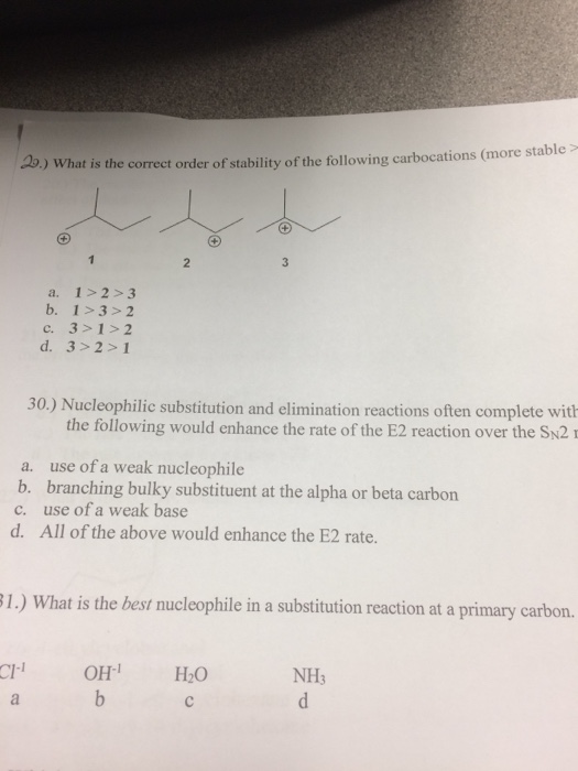 Solved What is the correct order of stability the following | Chegg.com