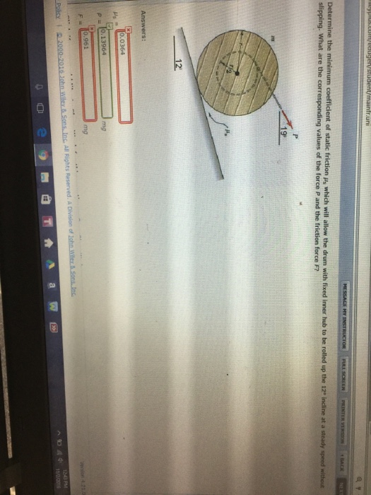 Solved Determine The Minimum Coefficient Of Static Friction