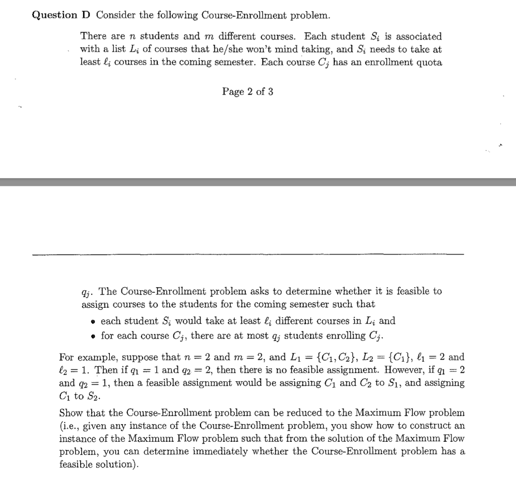 Solved D Consider the following Course-Enrollment problem. | Chegg.com