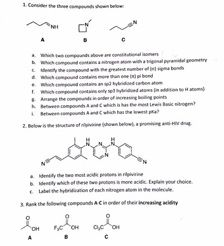 Solved Consider the three compounds shown below. Which two | Chegg.com