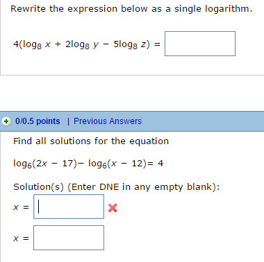 Solved Rewrite the expression below as a single logarithm. | Chegg.com