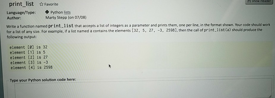 Solved Show Header Print List Favorite Languagetype