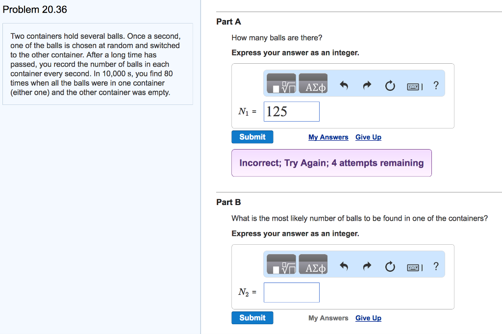 Solved Two containers hold several balls. Once a second, one | Chegg.com