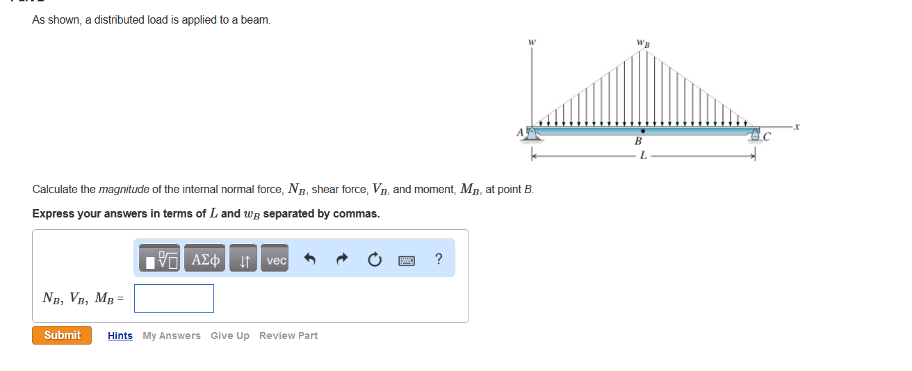 Solved As shown, a distributed load is applied to a beam. | Chegg.com