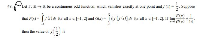 Solved 48- Let f: R → R be a continuous odd function, which | Chegg.com