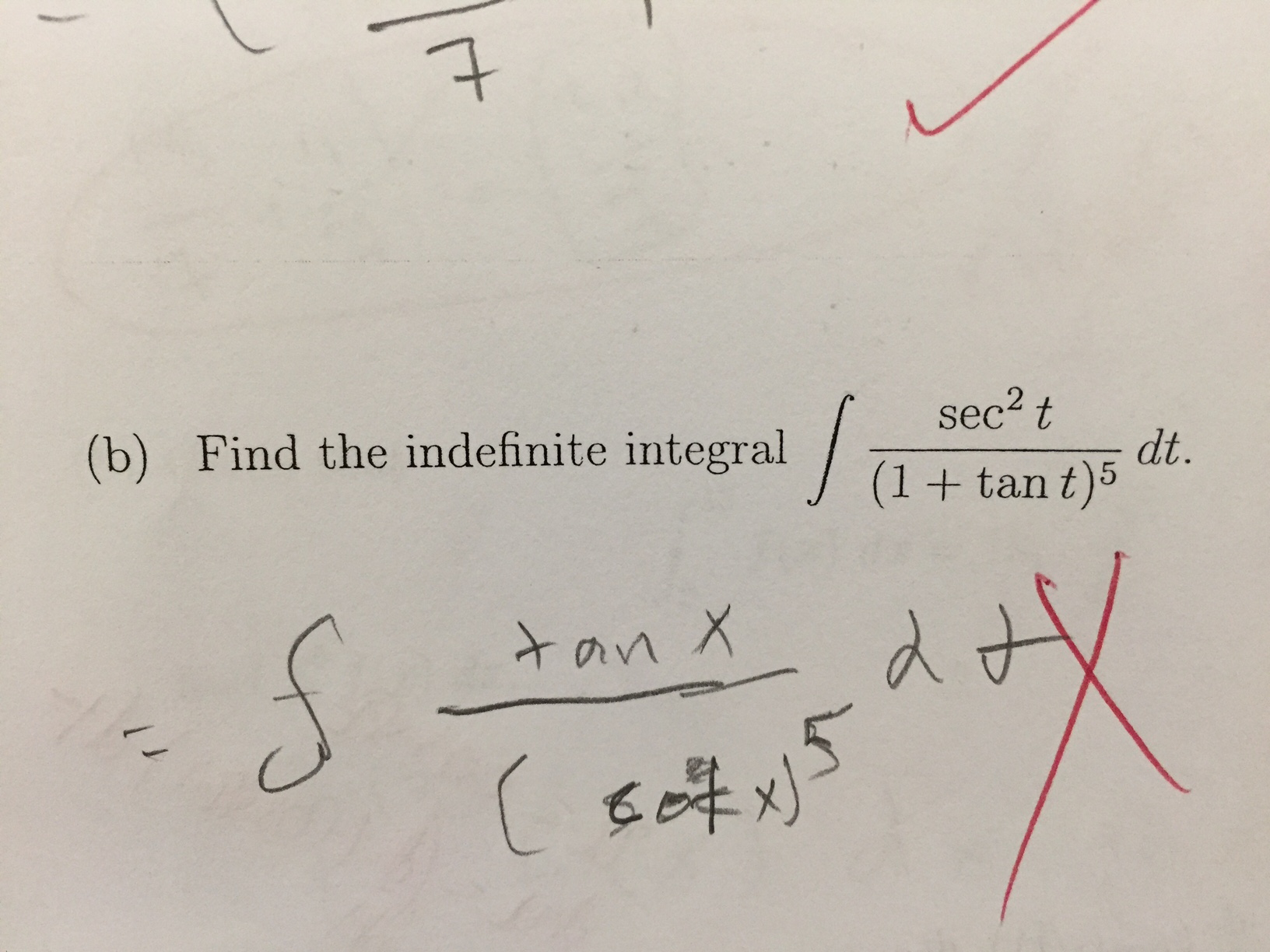 Solved Find the indefinite integral integral sec^2 t/(1 + | Chegg.com
