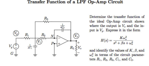 Solved Transfer Function of a LPF op-Amp Circuit Determine | Chegg.com