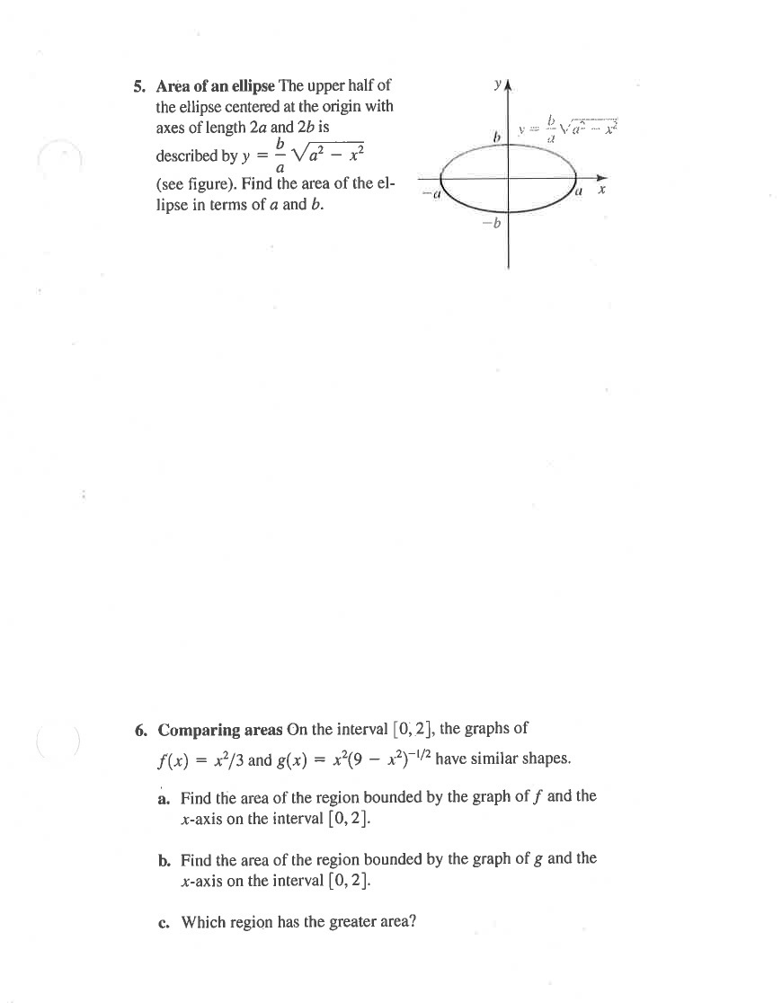 Solved 5 Area Of An Ellipse The Upper Half Of The Ellipse