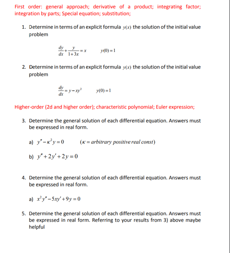 Solved First order: general approach: derivative of a | Chegg.com