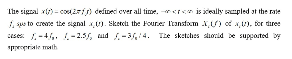 Solved The signal x(t) = cos(2 pi f_0 t) defined over all | Chegg.com