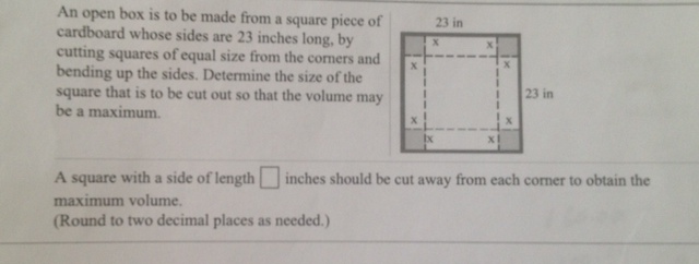 Solved An open box is to be made from a square piece of | Chegg.com
