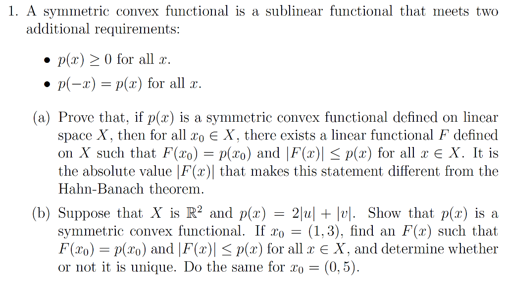 Prove that, if p(x) is a symmetric convex functional | Chegg.com