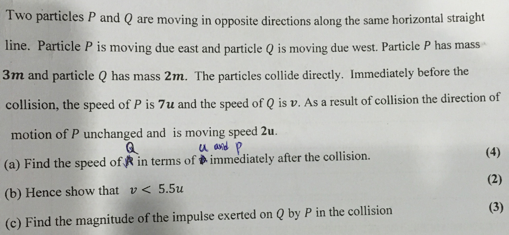 Solved T wo particles P and Q are moving in opposite | Chegg.com