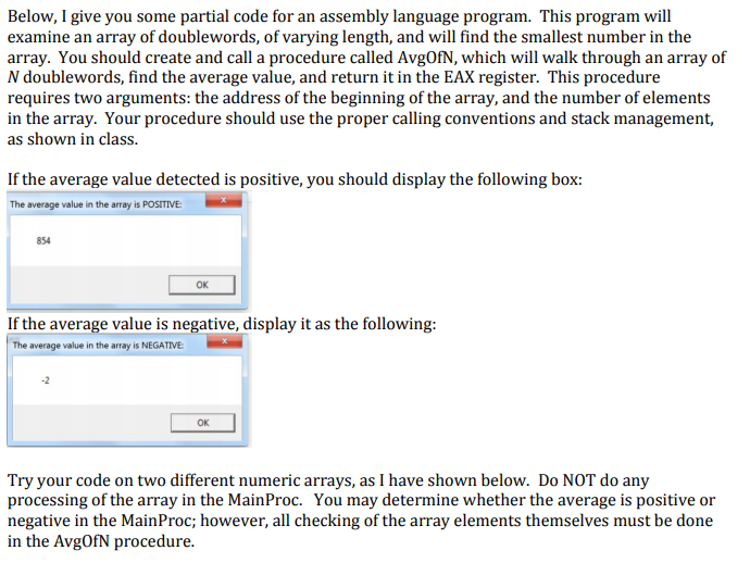 Solved Below, I give you some partial code for an assembly | Chegg.com