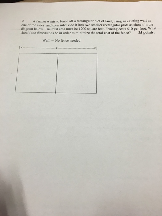 Solved 2. A farmer wants to fence off a rectangular plot of | Chegg.com