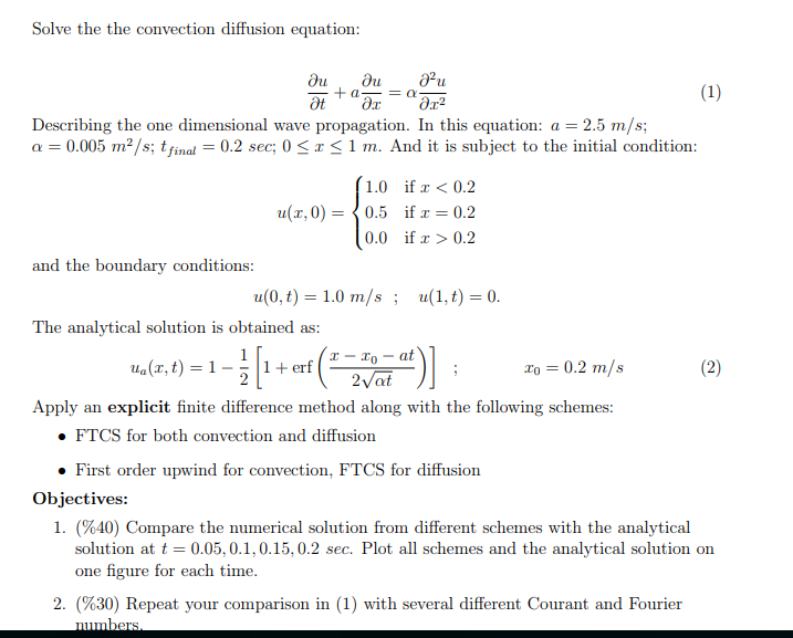 Solve The The Convection Diffusion Equation