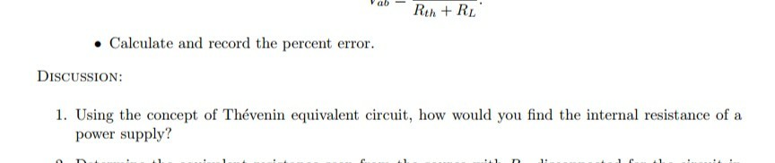 Solved RRL . Calculate and record the percent error | Chegg.com