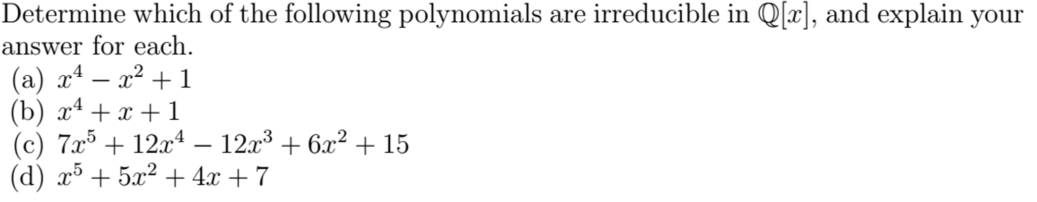 Solved Determine which of the following polynomials are | Chegg.com