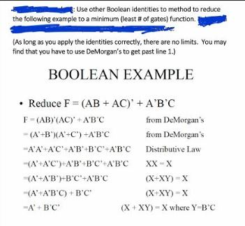 Solved Use other Boolean identities to method to reduce the | Chegg.com