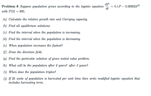 Solved Suppose population grows according to the logistic | Chegg.com