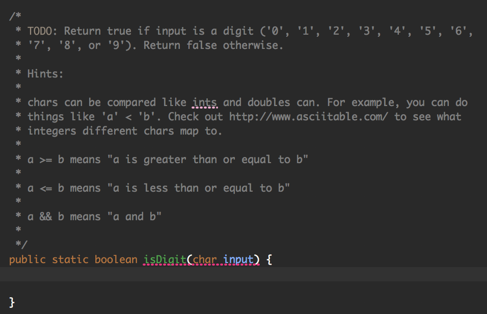 Solved *TODO: Return true if input is a digit C'0', '1', | Chegg.com