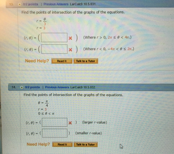 Solved Find The Points Of Intersection Of The Graphs Of The 