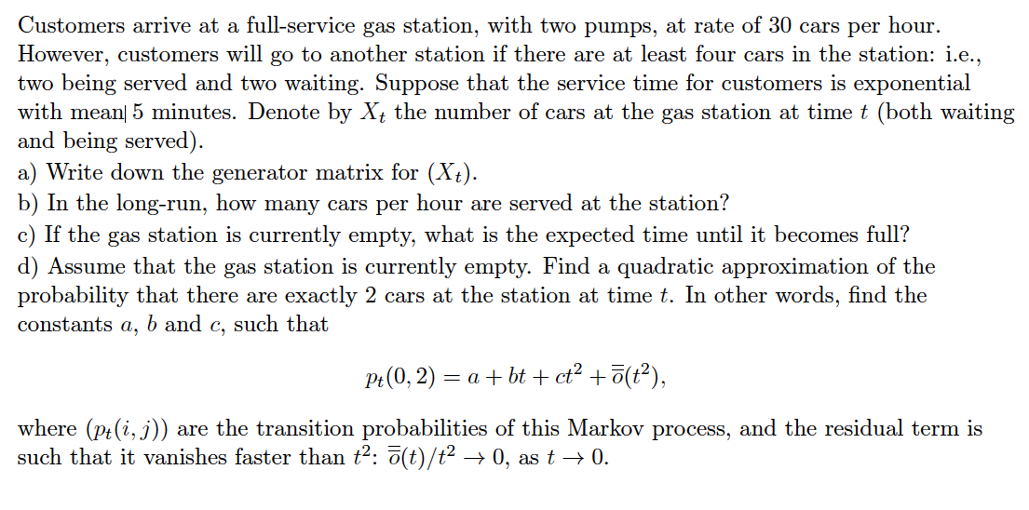 Customers arrive at a full-service gas station, with | Chegg.com