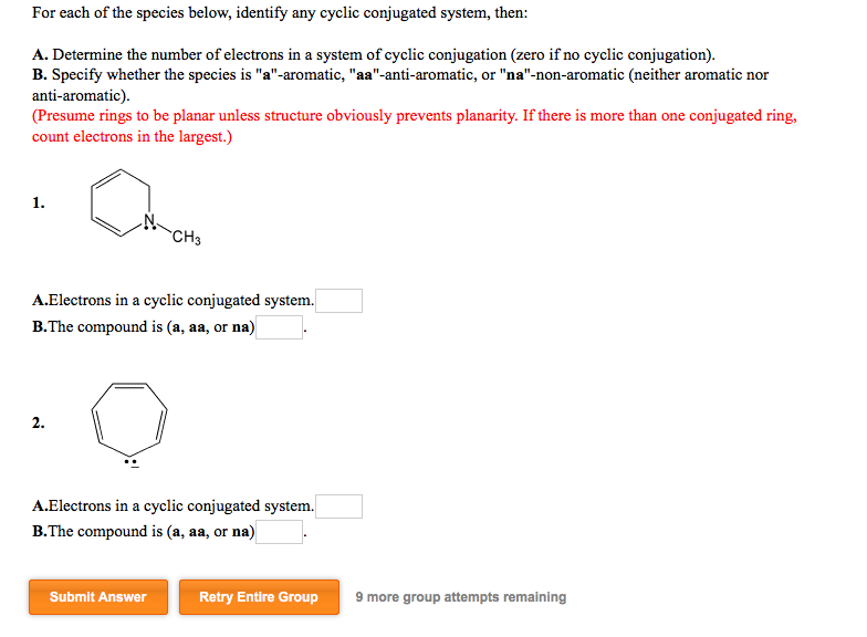 Solved For each of the species below, identify any cyclic | Chegg.com