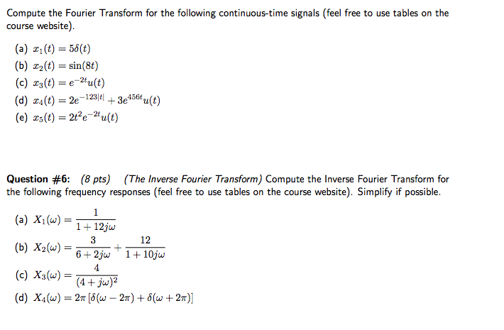 Solved Compute the Fourier Transform for the following | Chegg.com