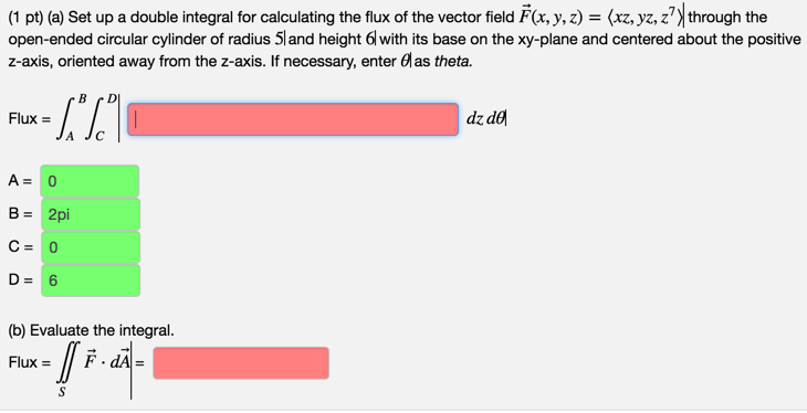 Solved Set up a double integral for calculating the flux of | Chegg.com