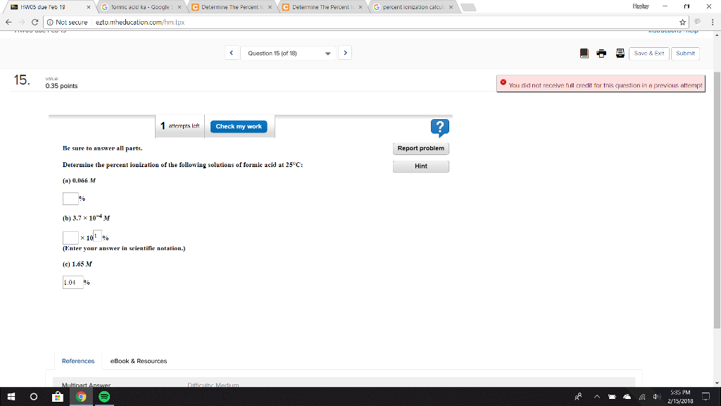 Solved HW05 due Feb 1g , G tormic acid ka Google e Determine | Chegg.com