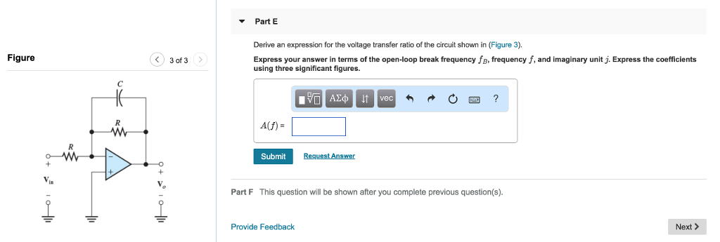 Solved Part E Derive an expression for the voltage transfer | Chegg.com