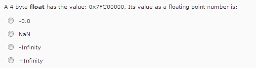 Solved A 4 byte float has the value: 0x7FC00000. Its value | Chegg.com