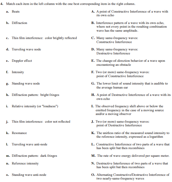 Solved Match each item in the left column with the one best | Chegg.com